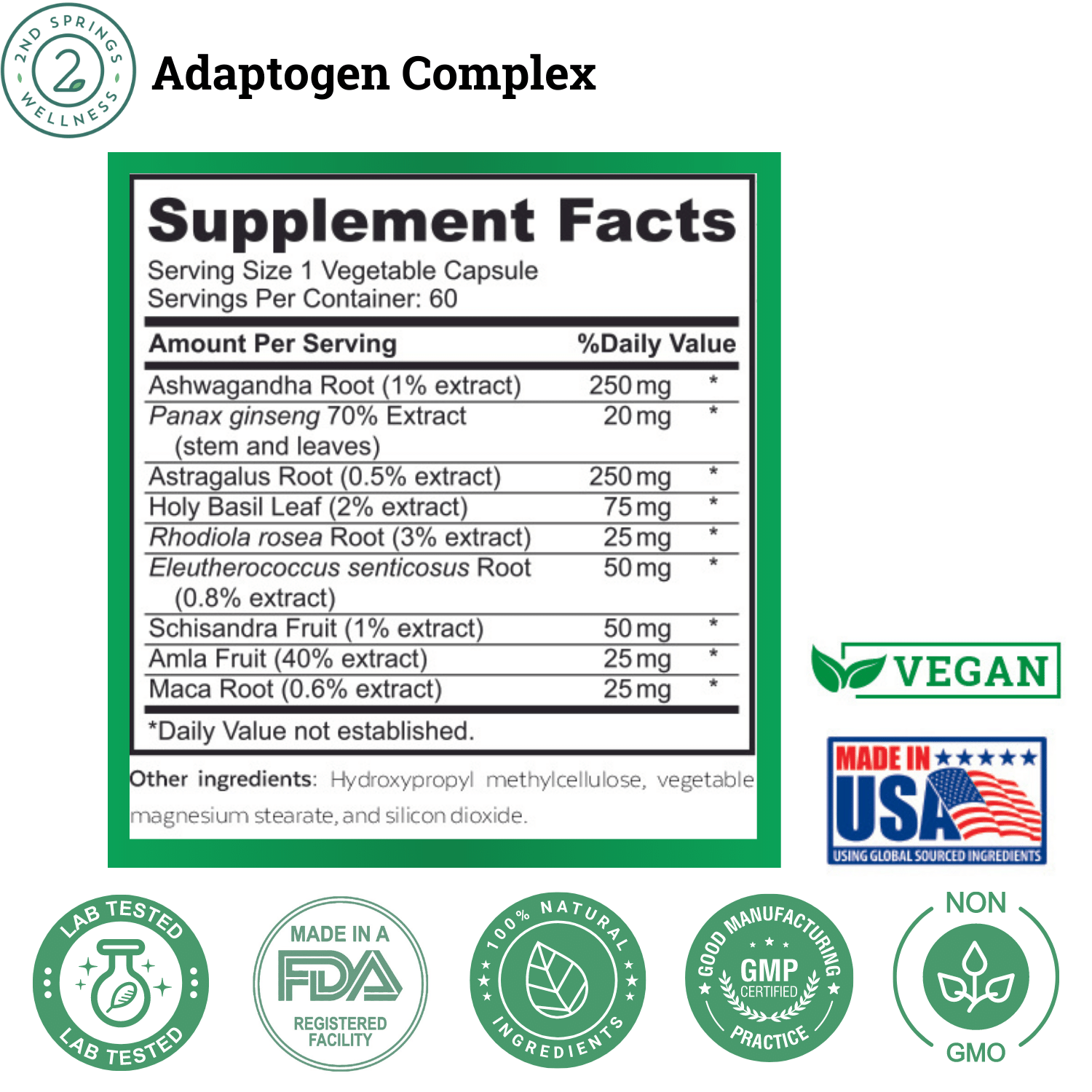 Adaptogen Complex by 2nd Springs - Natural Stress Relief & Vitality ...